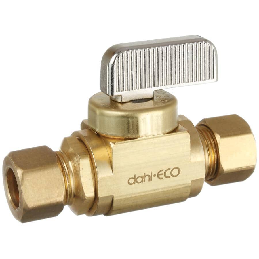 3/8" x 3/8'' Outside Diameter Compression Brass Straight In-Line Stops ...