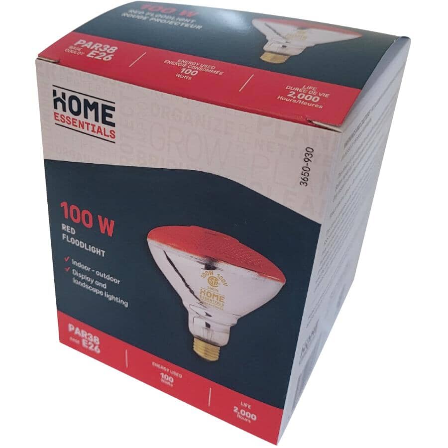 100W PAR38 Medium Base Red Indoor & Outdoor Flood Light Bulb – Atkinson ...