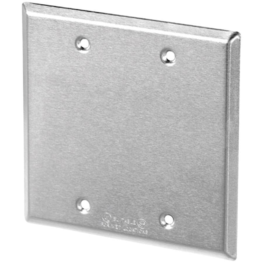 2 Gang Weatherproof Metal Silver Blank Receptacle Box Cover – Atkinson ...