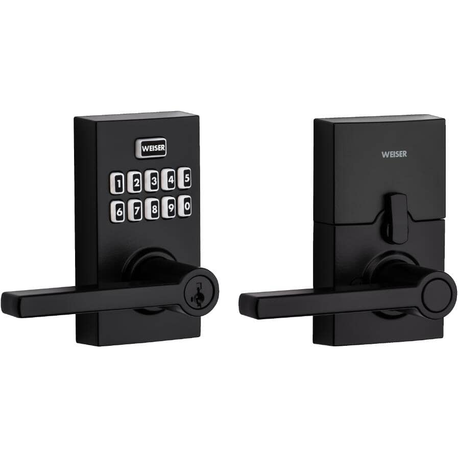 Smartcode Electronic Entrance Leverset - Matte Black, Keyless Entry ...