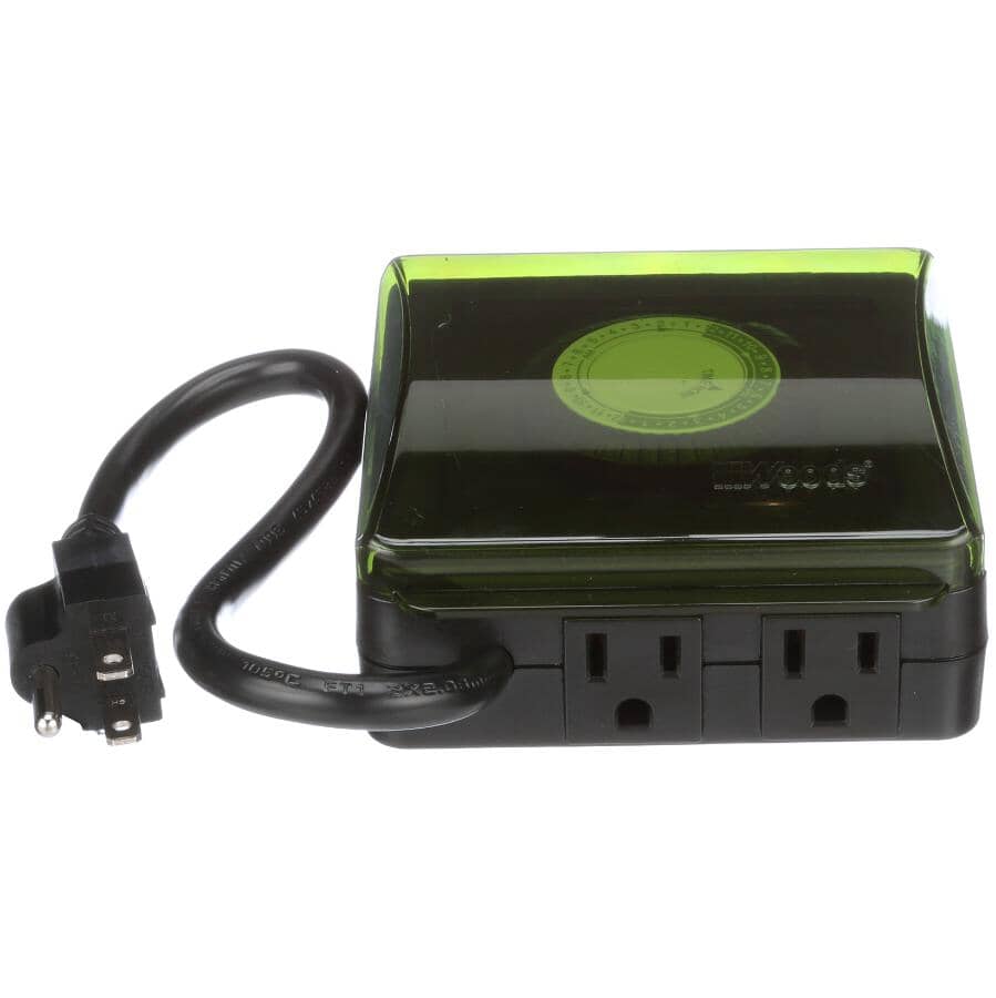 2 Outlet 24 Hour Outdoor Heavy Duty Mechanical Timer, with 3 Conductor ...